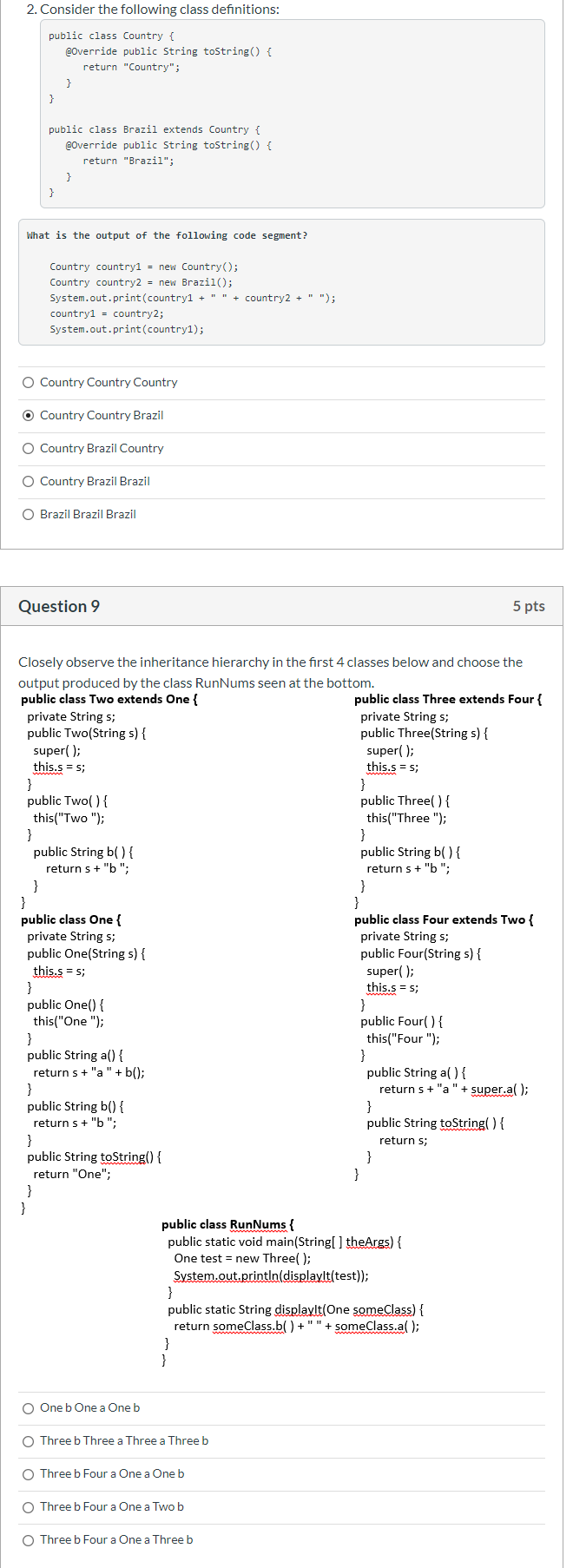 Solved 2. Consider the following class definitions: public | Chegg.com