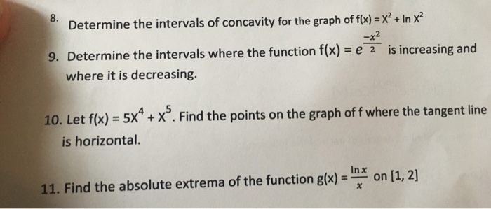 Solved 8. Determine the intervals of concavity for the graph | Chegg.com