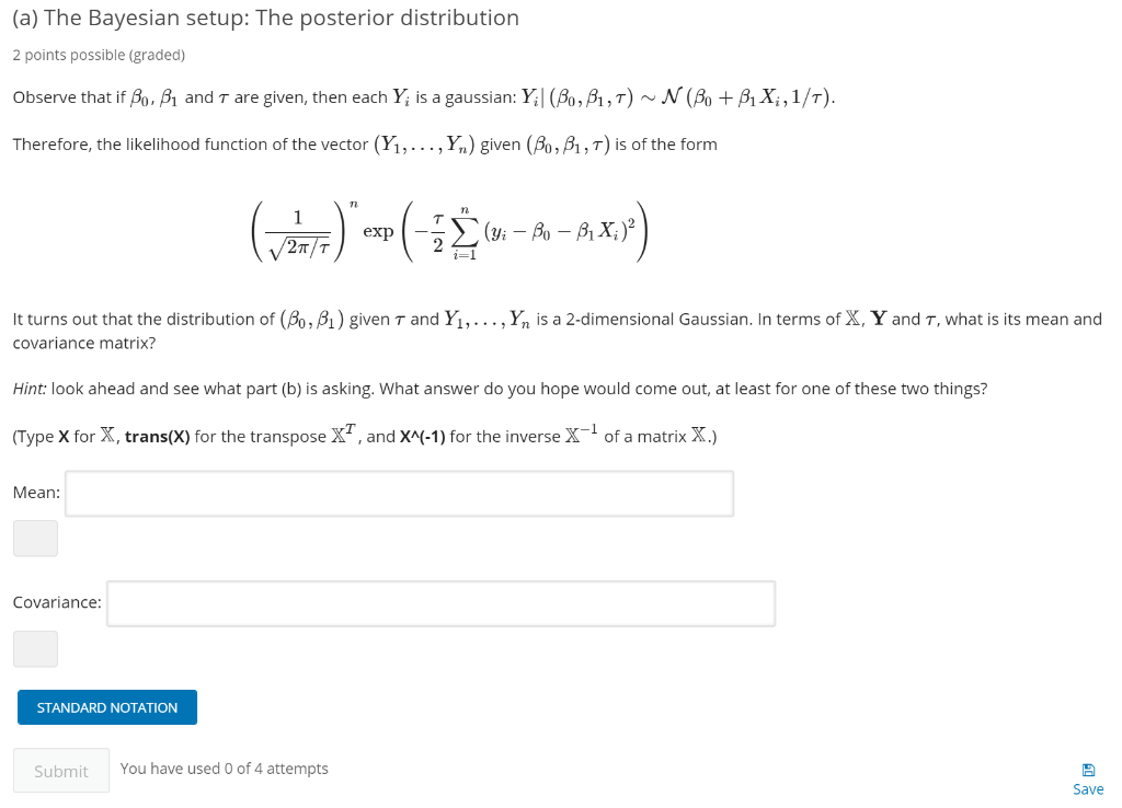 3. Bayesian Estimation and Linear Regression A | Chegg.com