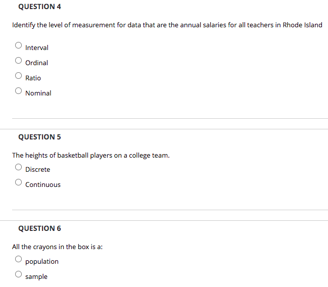 Solved Identify the level of measurement for data that are | Chegg.com