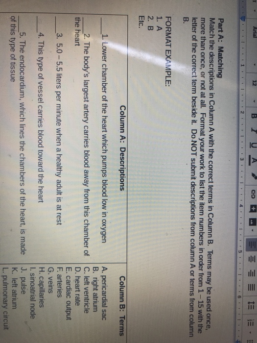 Solved Part A: Matching Match the descriptions in Column A | Chegg.com