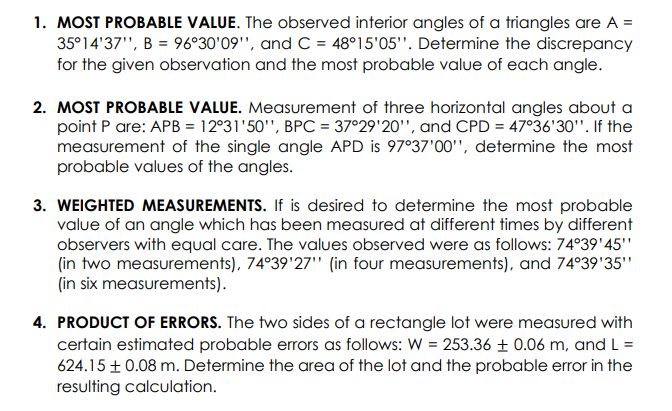 Solved 1 Most Probable Value The Observed Interior Angles