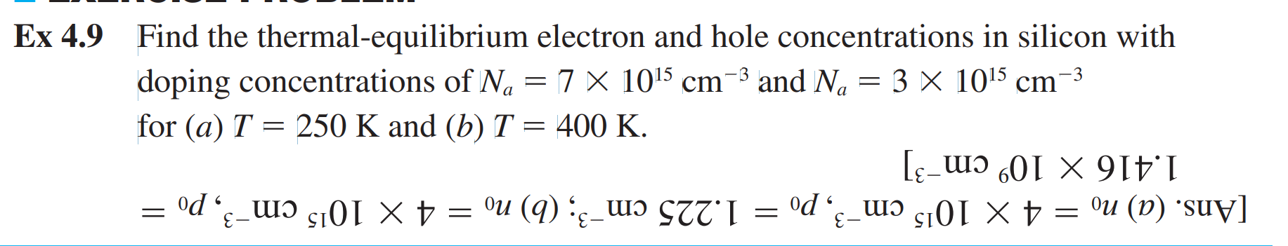 Solved 4 9 Find The Thermal Equilibrium Electron And Hole