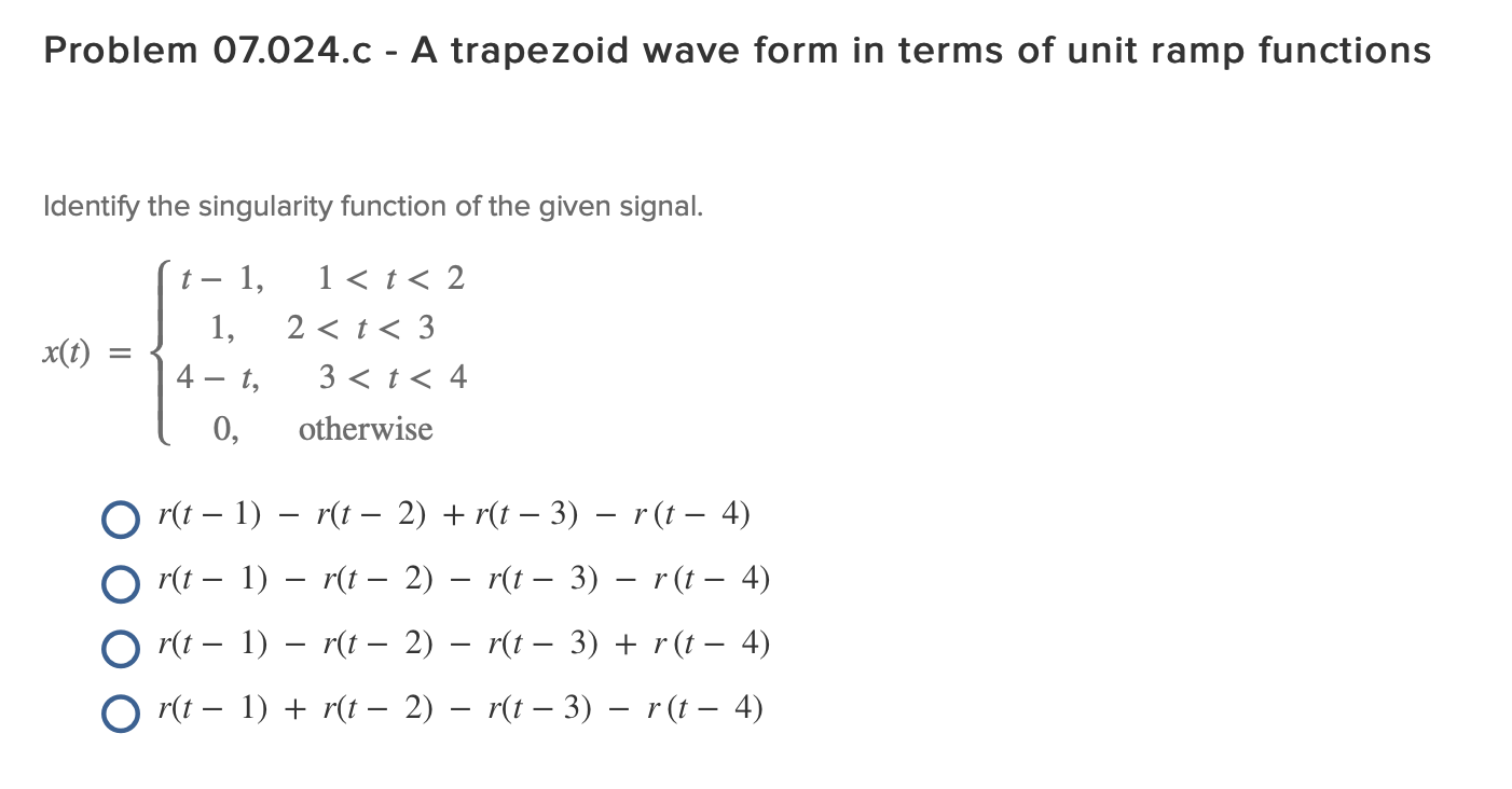 Solved Problem 07.024.c - A trapezoid wave form in terms of | Chegg.com