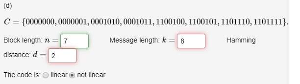 Solved (1 point) For each of the following codes, determine | Chegg.com