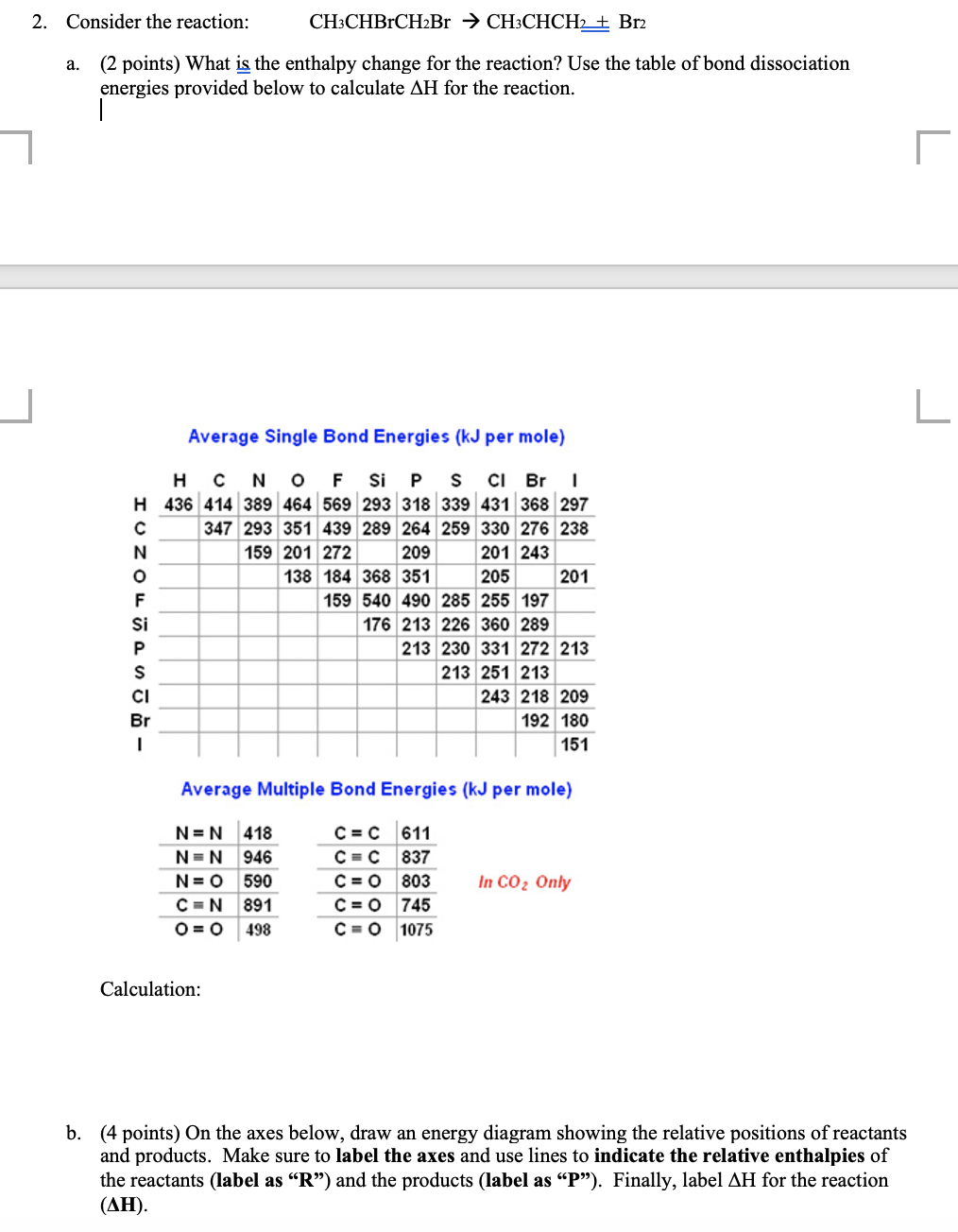Solved 2. Consider the reaction: CH3CHBrCH2Br → CH3CHCH2 + | Chegg.com