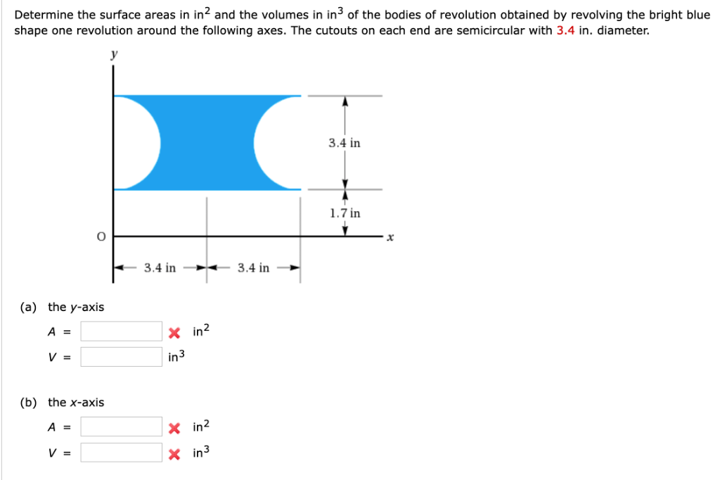Solved Determine the surface areas in in2 and the volumes in | Chegg.com