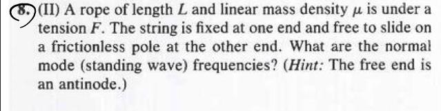 Solved 8. (II) A rope of length L and linear mass density μ | Chegg.com