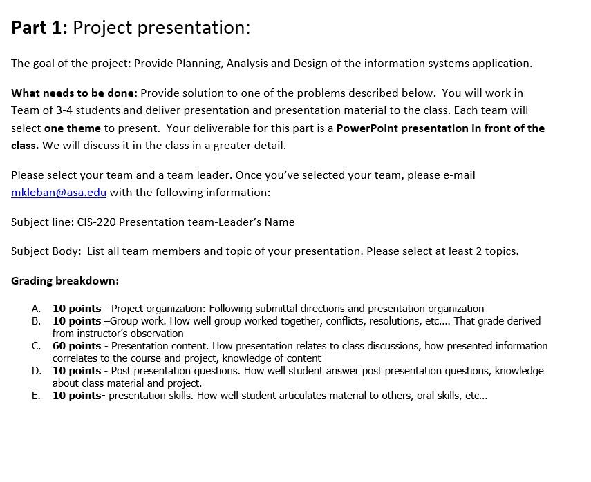 Solved The goal of the project: Provide Planning, Analysis | Chegg.com