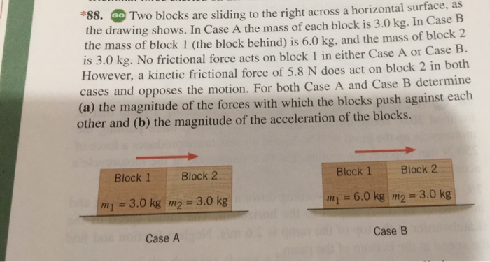 Solved 88. Go Two blocks are sliding to the right across a | Chegg.com