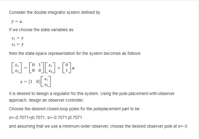 Solved Consider The Double Integrator System Defined By 3404
