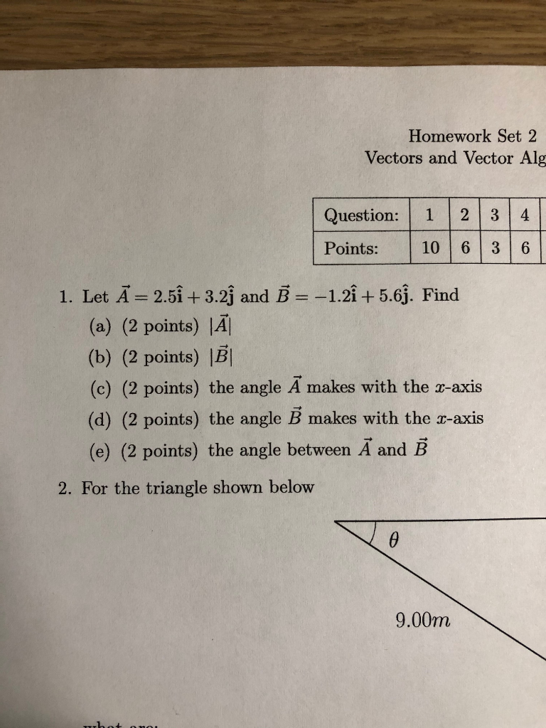 Solved Homework Set 2 Vectors and Vector Alg Question: 1 2 3 | Chegg.com