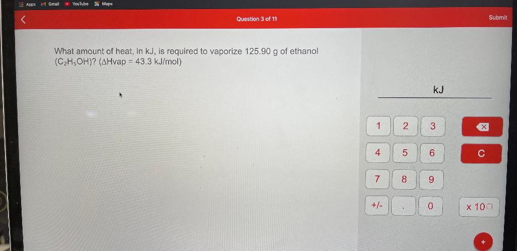Solved Apps M Gmall Youtube Maps Question 3 of 11 Submit | Chegg.com
