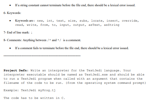 Solved Programming Languages Project 2: Interpreter for the | Chegg.com