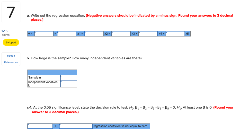 Solved The following regression output was obtained from a | Chegg.com