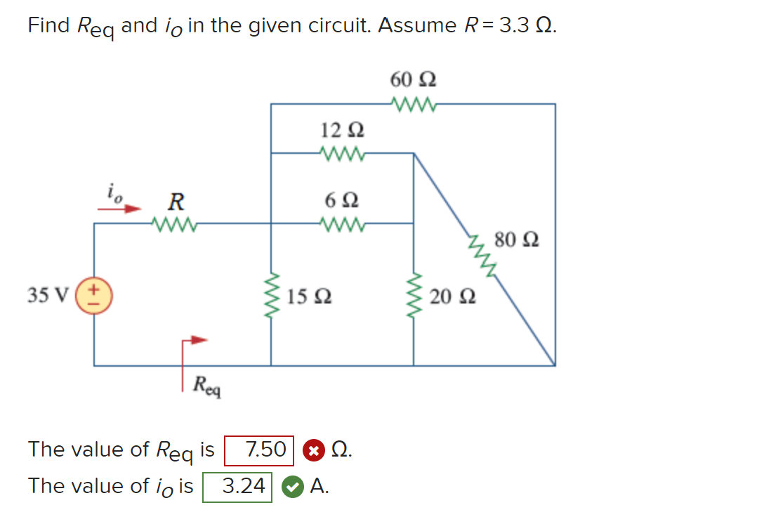 Solved Find Req and iO in the given circuit. Assume R=3.3Ω. | Chegg.com