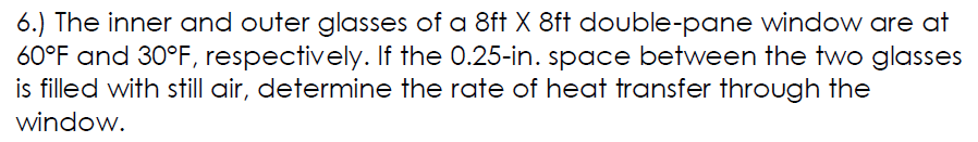 Solved 6.) The inner and outer glasses of a 8ft X 8ft | Chegg.com