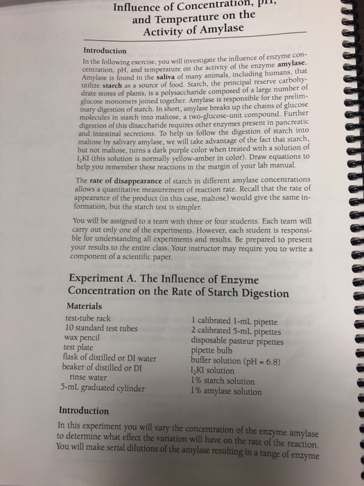 PII, Influence of Concentratiol, and Temperature on | Chegg.com