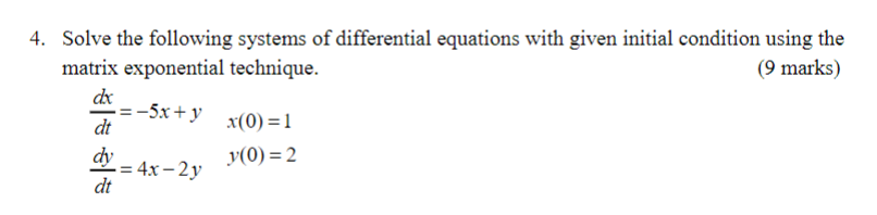 Solved 4. Solve the following systems of differential | Chegg.com