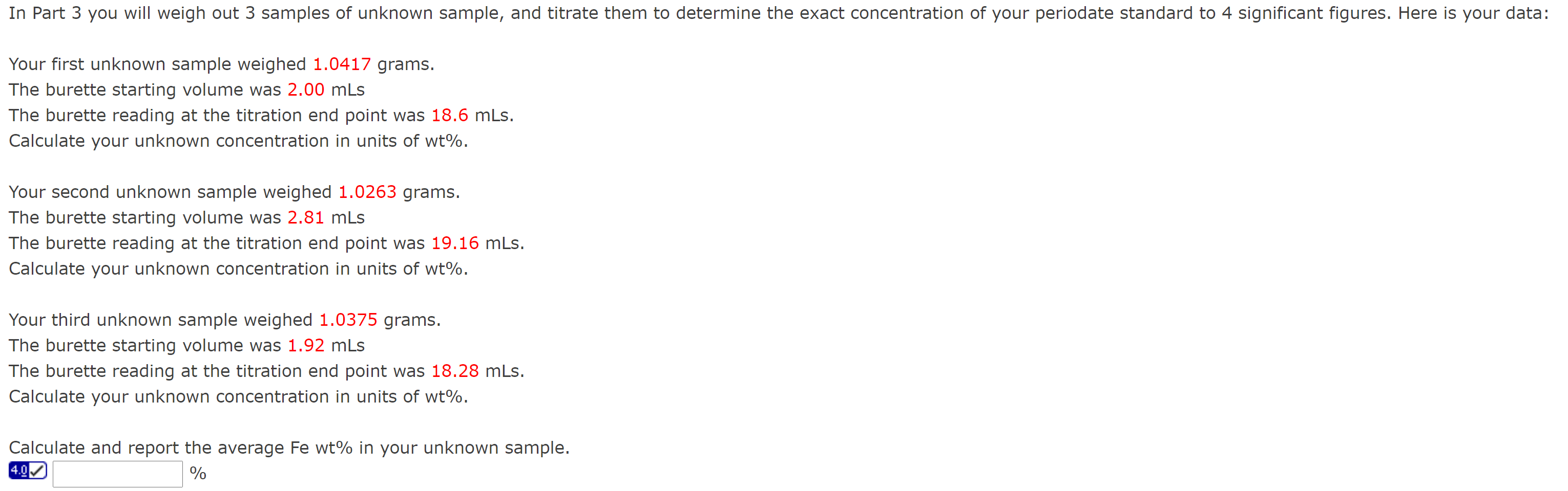 Solved This is your experimental data for Experiment #2, | Chegg.com