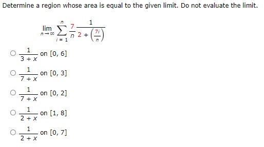 Solved Determine a region whose area is equal to the given | Chegg.com
