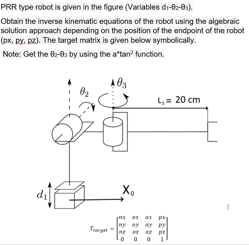 Solved PRR type robot is given in the figure (Variables | Chegg.com