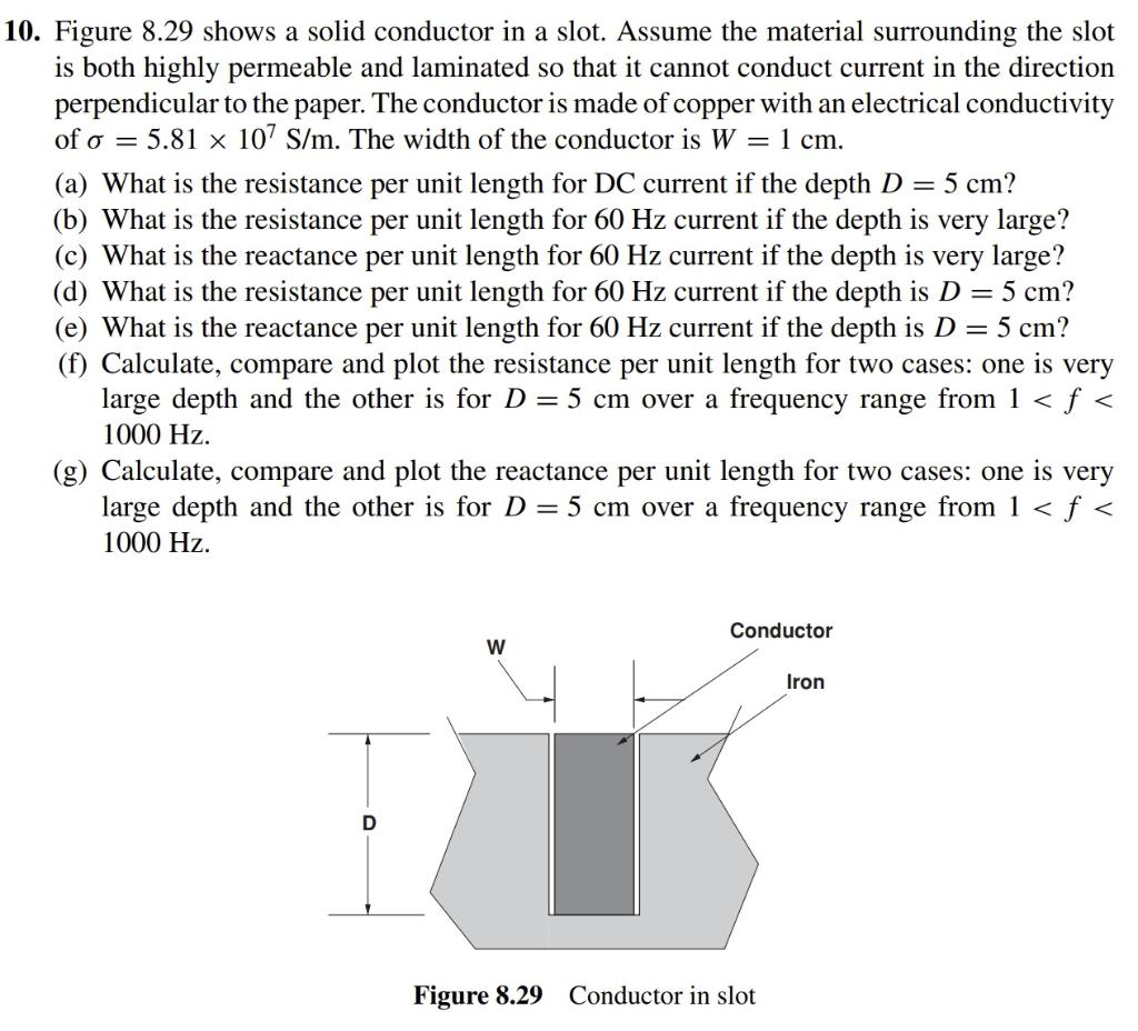 Solved 10. Figure 8.29 shows a solid conductor in a slot. | Chegg.com