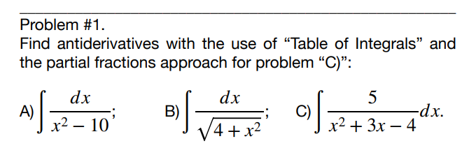 Solved Problem \#1. Find antiderivatives with the use of | Chegg.com