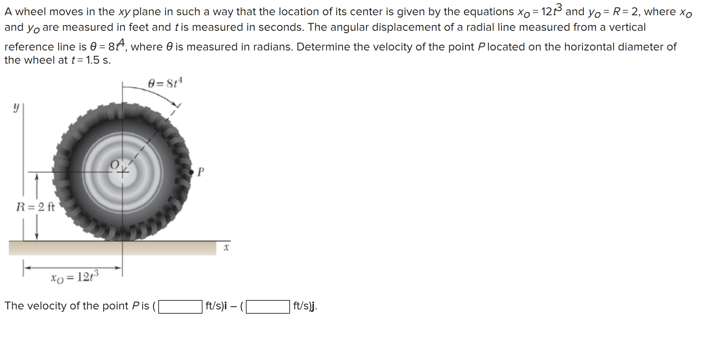 Solved A wheel moves in the xy plane in such a way that the | Chegg.com