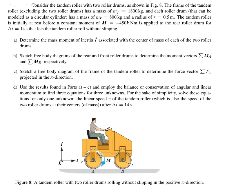 Solved Consider the tandem roller with two roller drums, as | Chegg.com