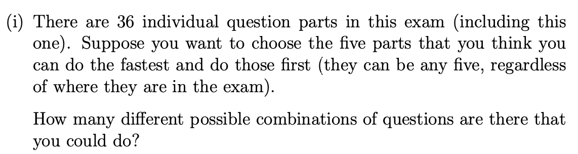 Solved (i) There are 36 individual question parts in this | Chegg.com