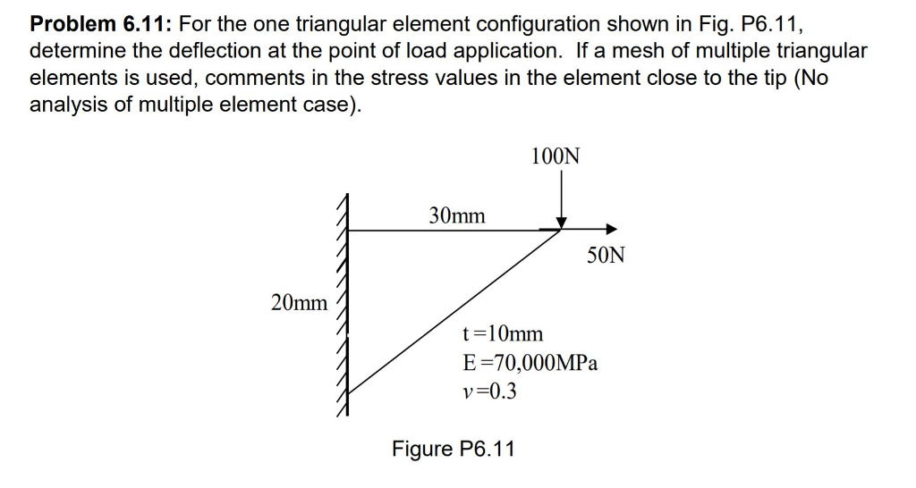 Solved Problem 6.11: For the one triangular element | Chegg.com