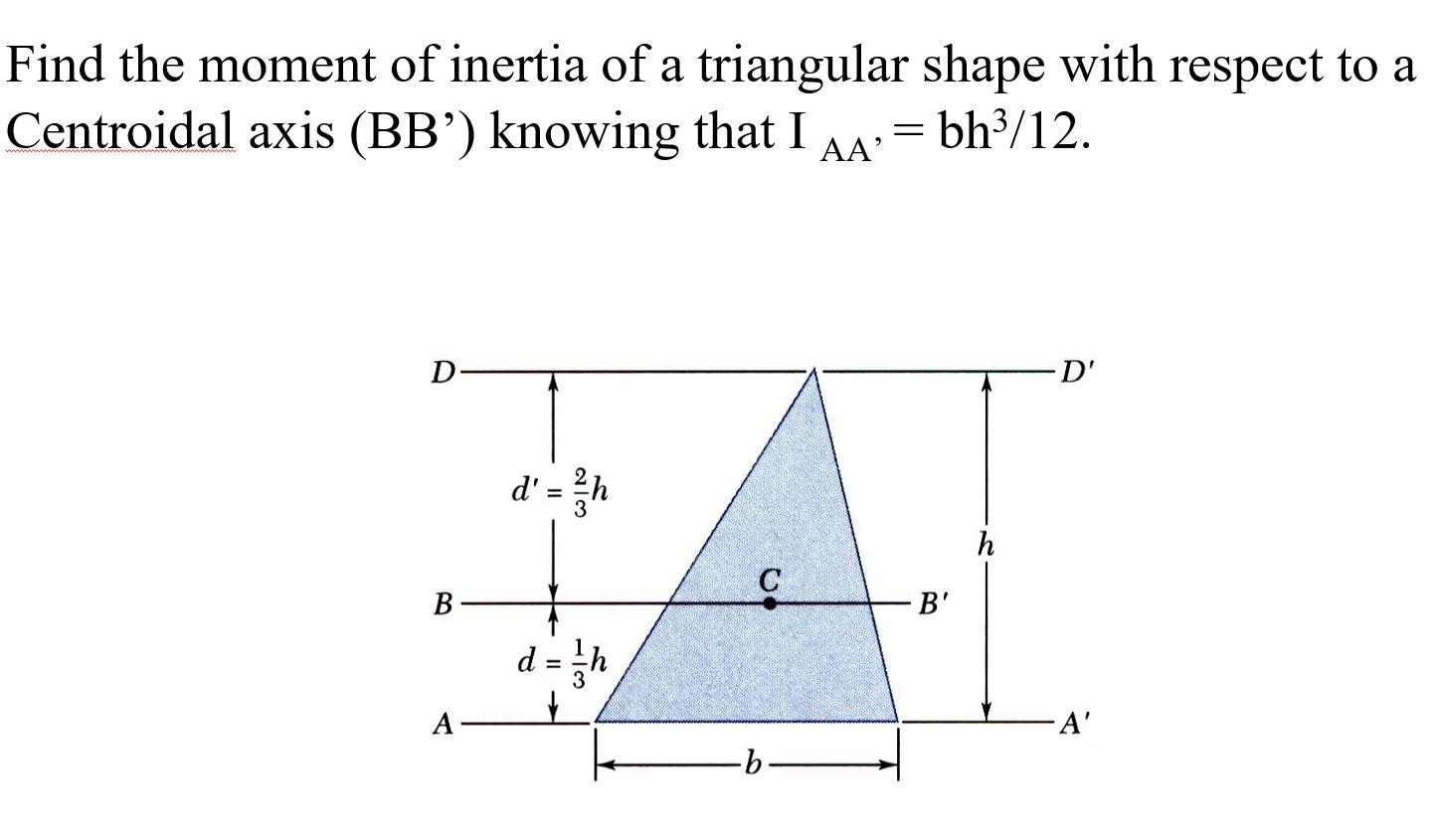 Solved Find the moment of inertia of a triangular shape with | Chegg.com