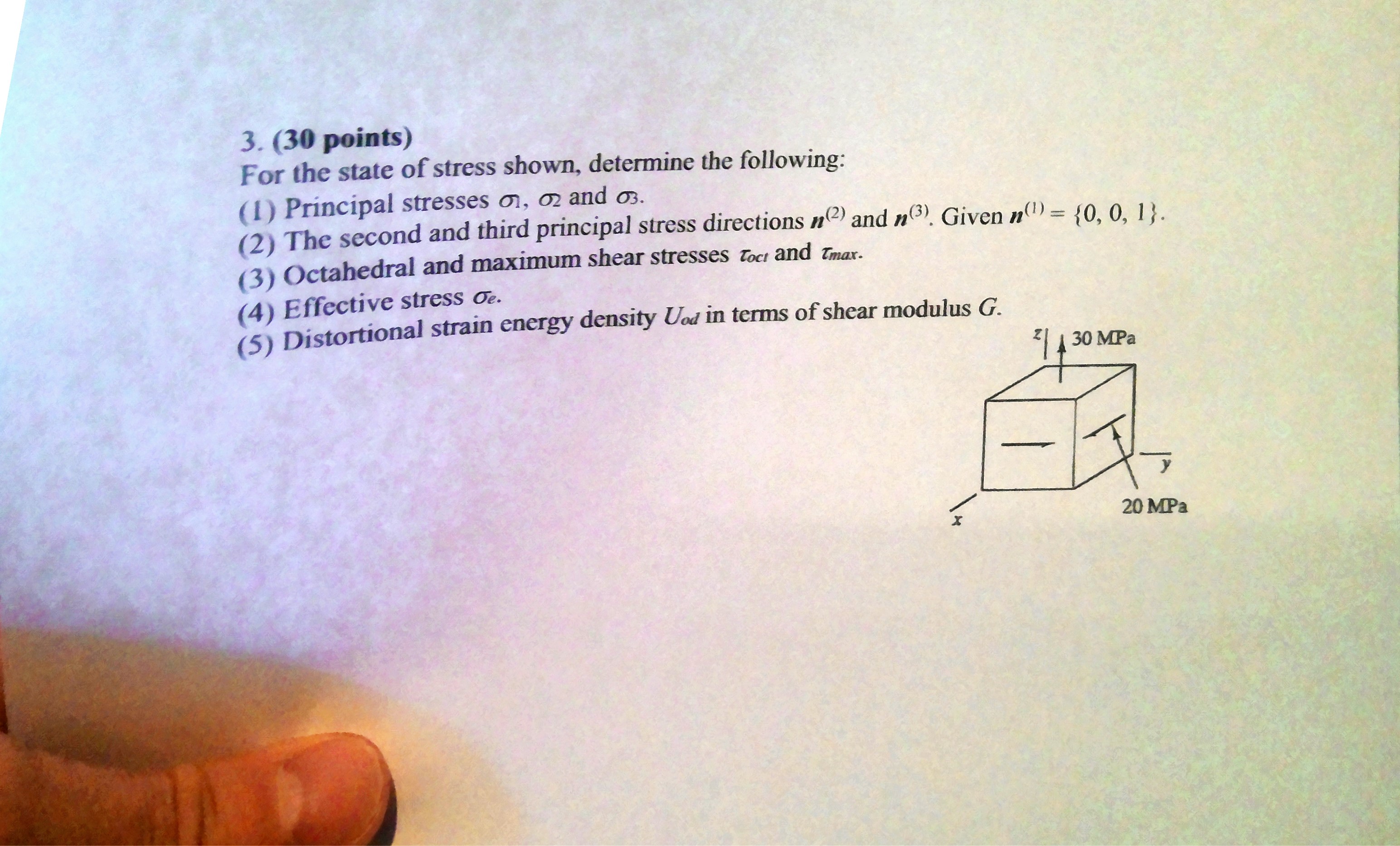 Solved 3. (30 points) For the state of stress shown, | Chegg.com