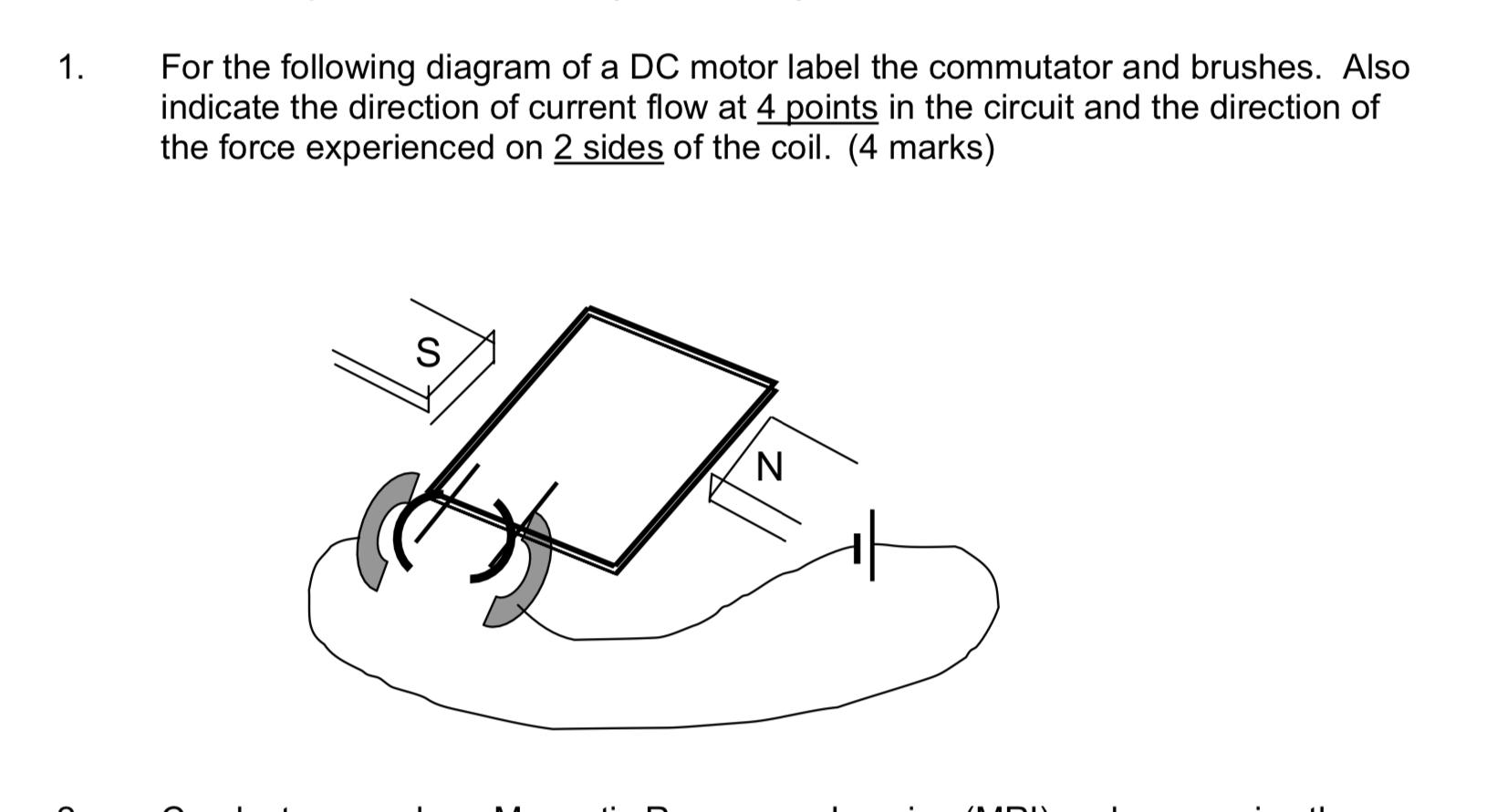 Solved 1. For the following diagram of a DC motor label the | Chegg.com