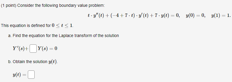 Solved (1 point) Consider the following boundary value | Chegg.com