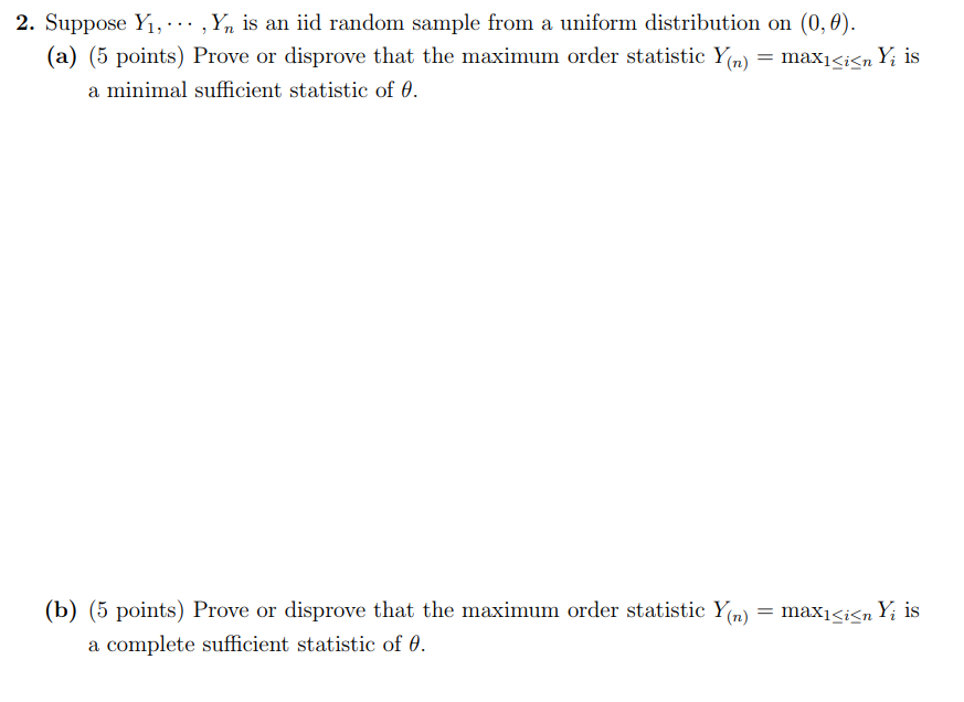 Solved Suppose Y1,cdots,Yn ﻿is an iid random sample from a | Chegg.com