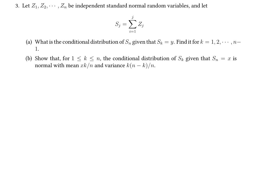3. Let Z1,Z2,⋯,Zn be independent standard normal | Chegg.com