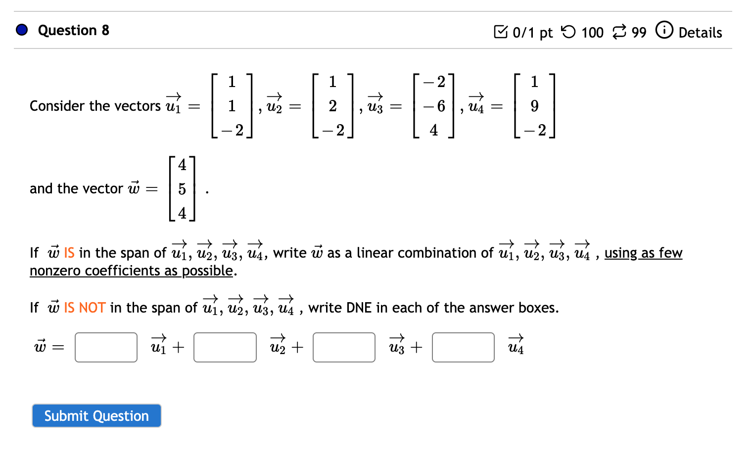 Solved Consider the vectors | Chegg.com