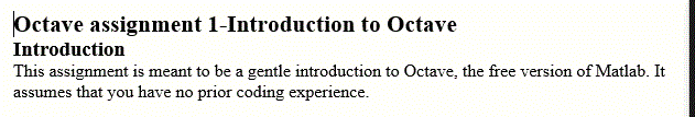 Solved Octave assignment 1-Introduction to Octave | Chegg.com