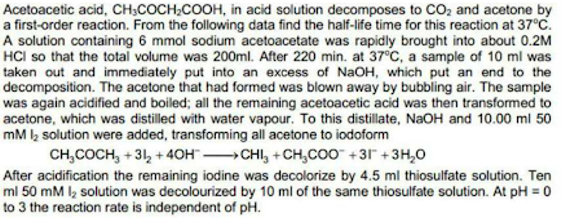 Solved Acetoacetic acid, CH3COCH2COOH, in acid solution | Chegg.com