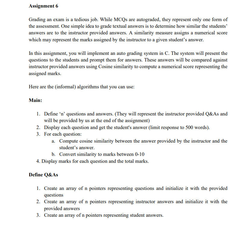 Assignment 6 Grading an exam is a tedious job. While | Chegg.com