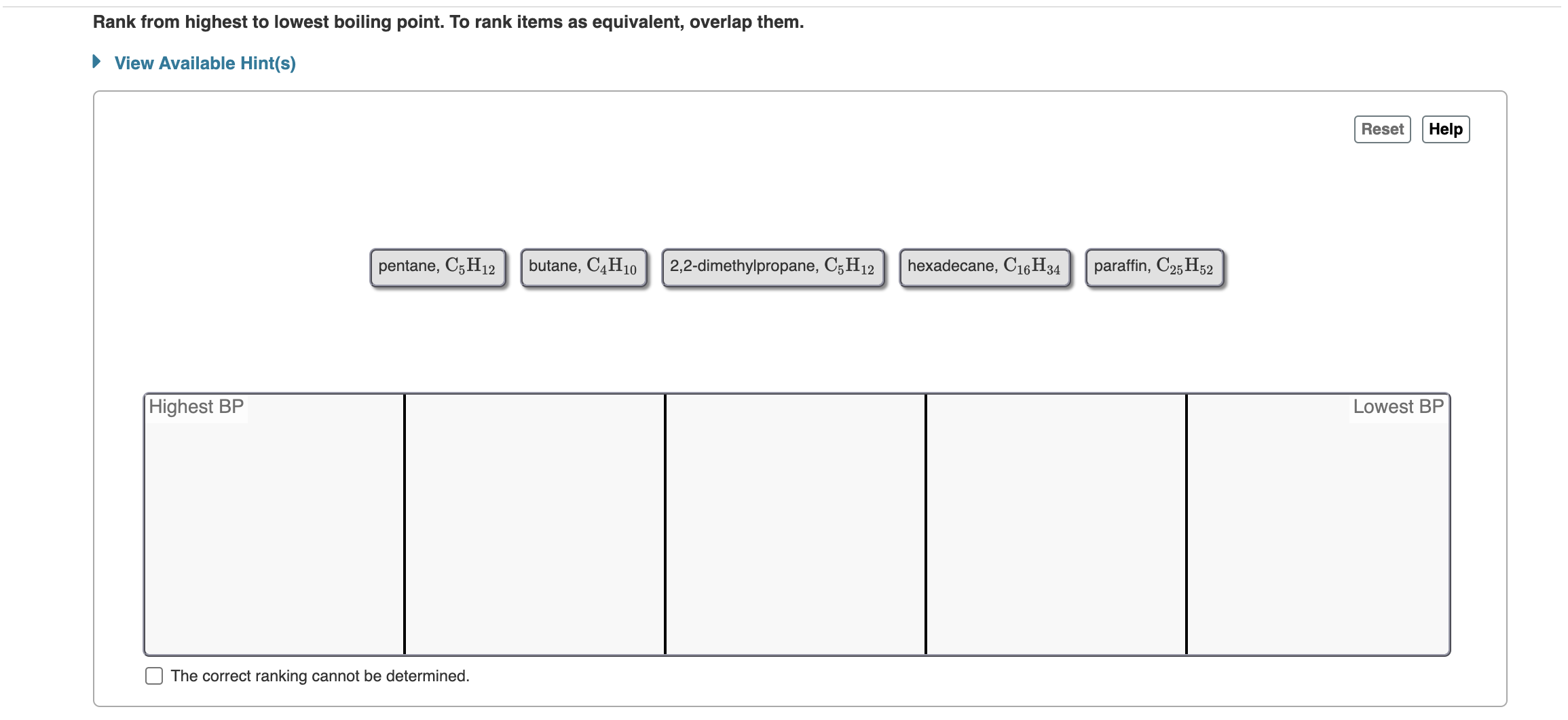 Solved Rank from highest to lowest boiling point. To rank | Chegg.com