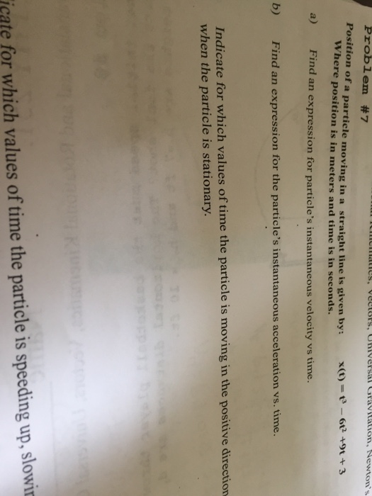 Solved Problem #7 given by: x(t) = t3-6t2 +9t + 3 here | Chegg.com