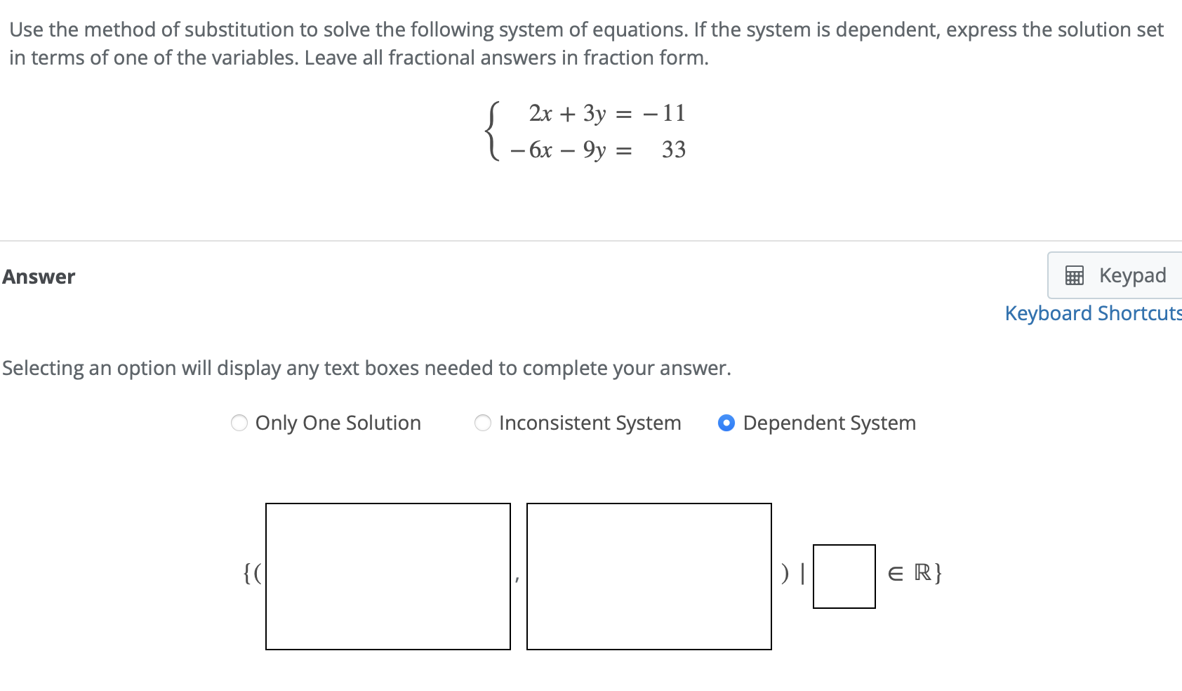 Solved Use the method of substitution to solve the following | Chegg.com
