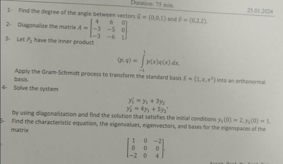 Solved 1-Find the degree of the angle between vectors | Chegg.com