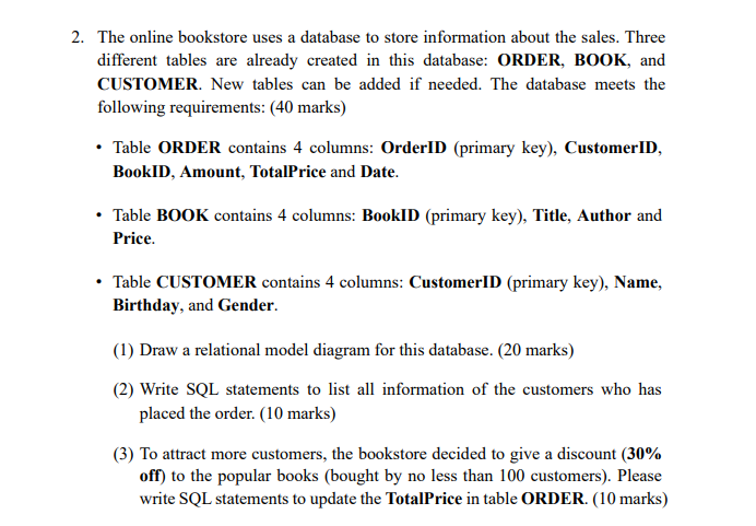 Solved The online bookstore uses a database to store | Chegg.com