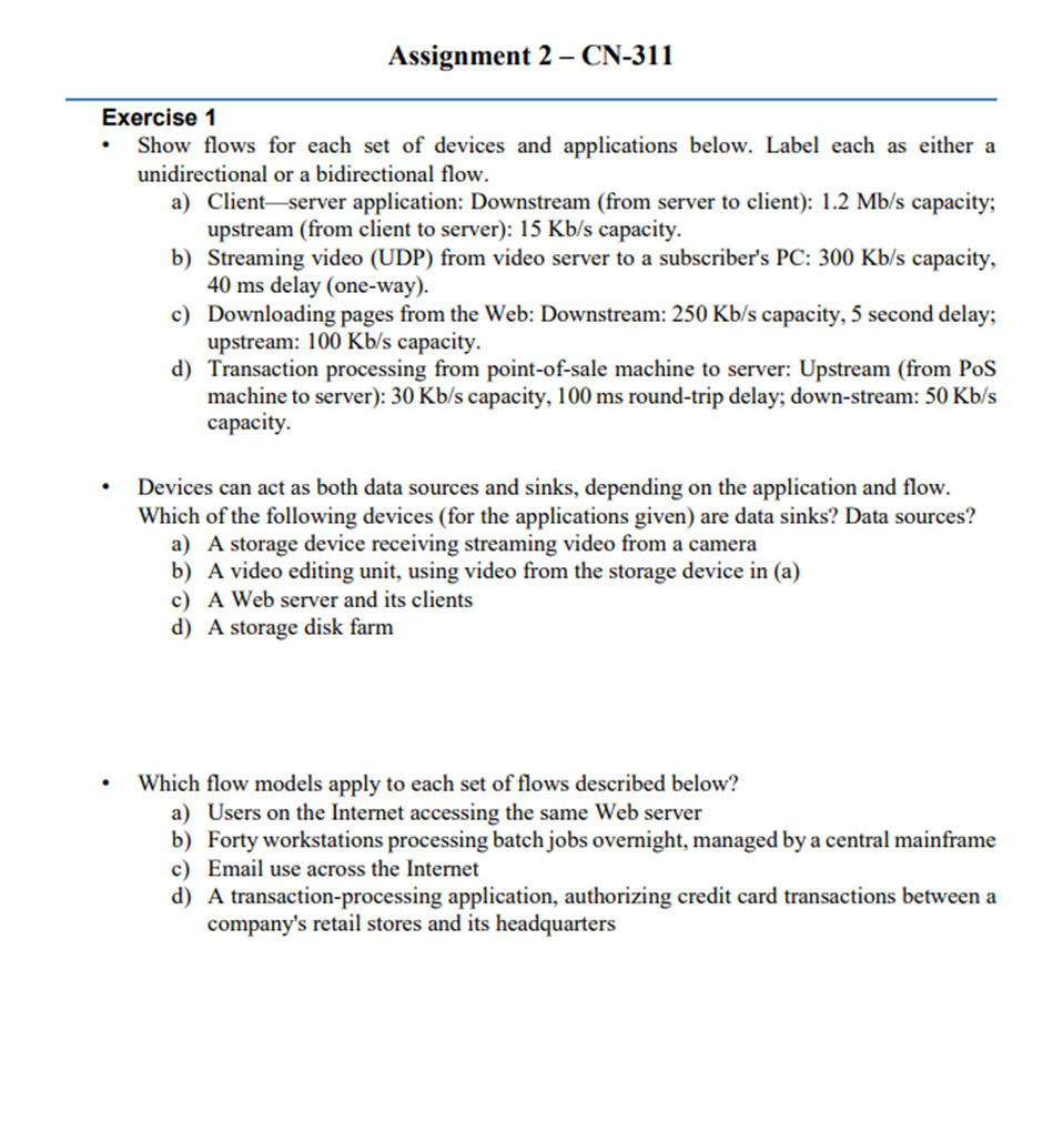 Solved Exercise 1 - Show flows for each set of devices and | Chegg.com