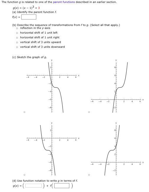Solved The function g is related to one of the parent | Chegg.com