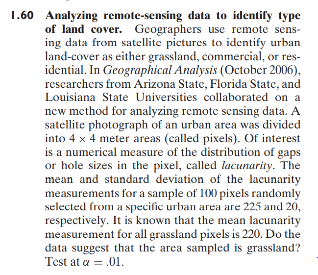 Solved 1.60 Analyzing remote-sensing data to identify type | Chegg.com